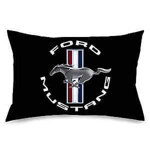 Pillowcase Ford Mustang Tri Bar Logo Black White Silver Red Blue Standard