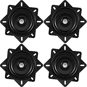 HAKZEON 4 PCS 7 Inches Bar Stool Swivel Plate, Square Heavy Duty Swivel Stool Replacement 360° Rotation Seat Swivel Base Mount Plate for Bar Stool, Home, Office, Black