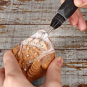 30Pcs Diamond Grinding Burr Drill Bit Stone Carving Rotary Tool Accessories Polishing Mix Set with 1/8 inch Shank, Diamond Coated Burr Bits Universal for Stone Glass Ceramics Engraving DIY Grinding