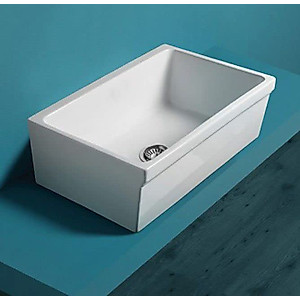 Whitehaus Collection WHQ5530-M-CEMENT Glencove Kitchen, Fireclay, Front Apron Sink, Matte Cement