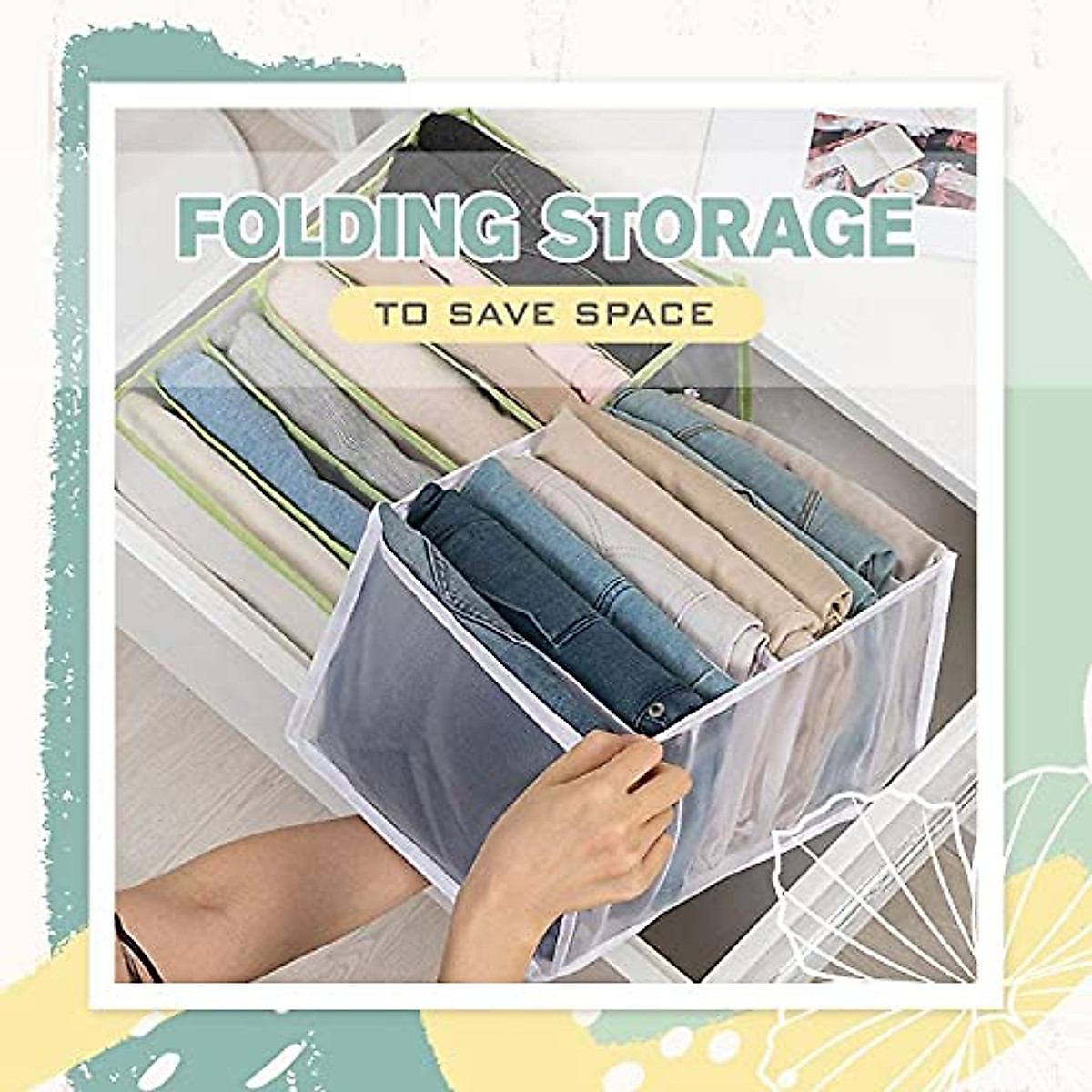 Wardrobe Clothes Organizer（2PCS）- Closet Organizers and Storage Baskets - Foldable, Easy To Clean, Save Space Clothing Storage Bins, Portable Storage Containers for Bedroom Dorm Room (GRAY, Medium)