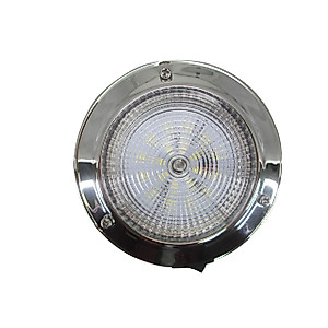 Pactrade Marine Dome Light 12V - 3-Inch Lens, Cool White LED | Stainless Steel Boat Light with Built-In Rocker Switch, Surface Mount | RV, Trailer, Boat Interior Lights, Marine Lights