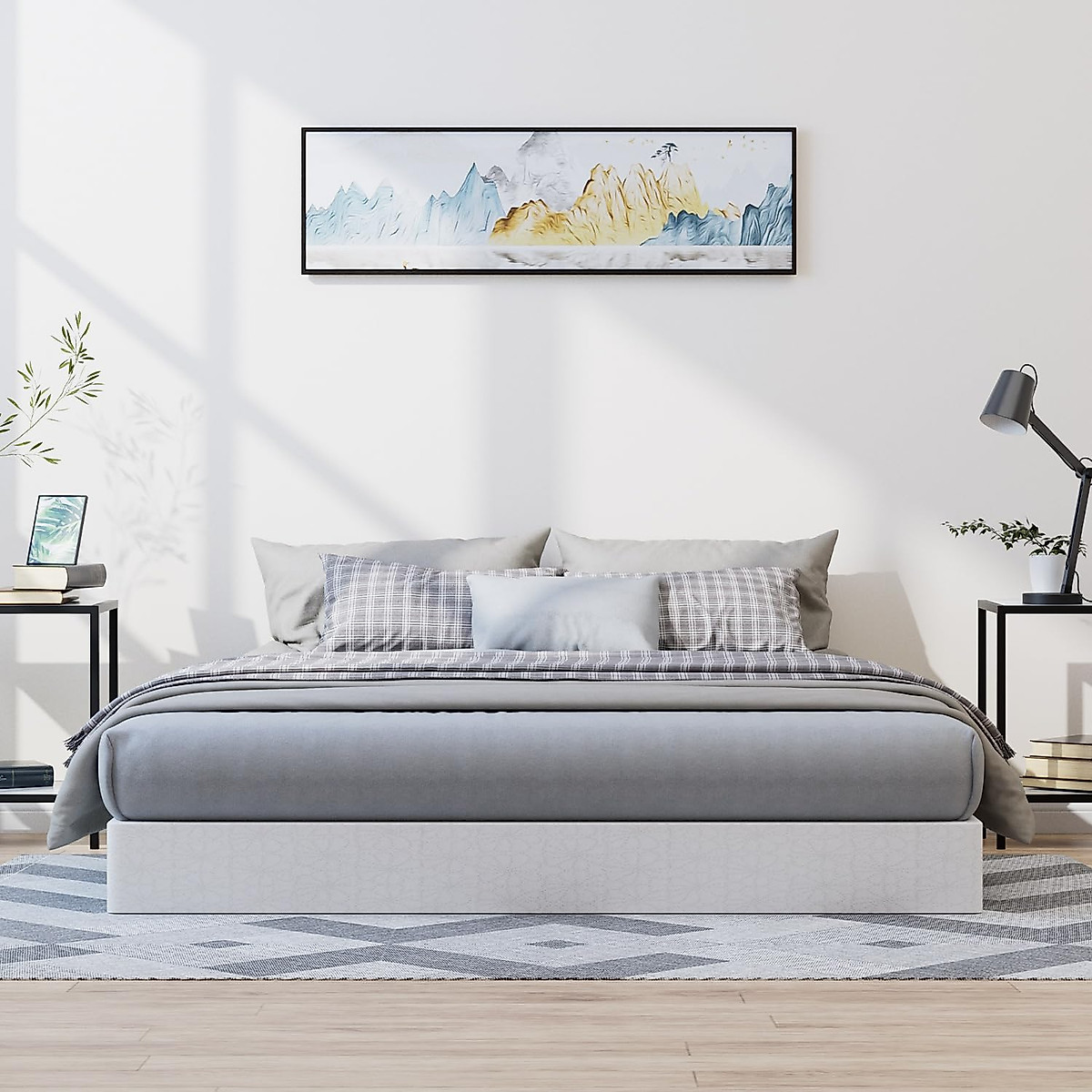 YORMDMO 5 Inch Queen Box Spring, Low Profile Queen Size Box Spring Only, Sturdy Metal Frame Mattress Foundtion, Easy Assembly, Noise-Free