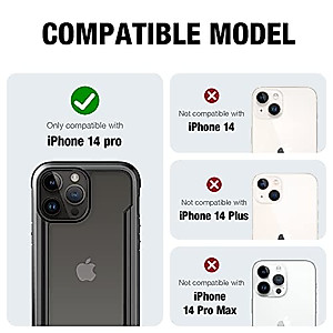 RAPTIC Shield for iPhone 14 Pro Case, Shockproof Protective Clear Case, Military Grade 10ft Drop Tested, Durable Aluminum Frame, Anti-Yellowing Technology Case, 6.1 inch, Black