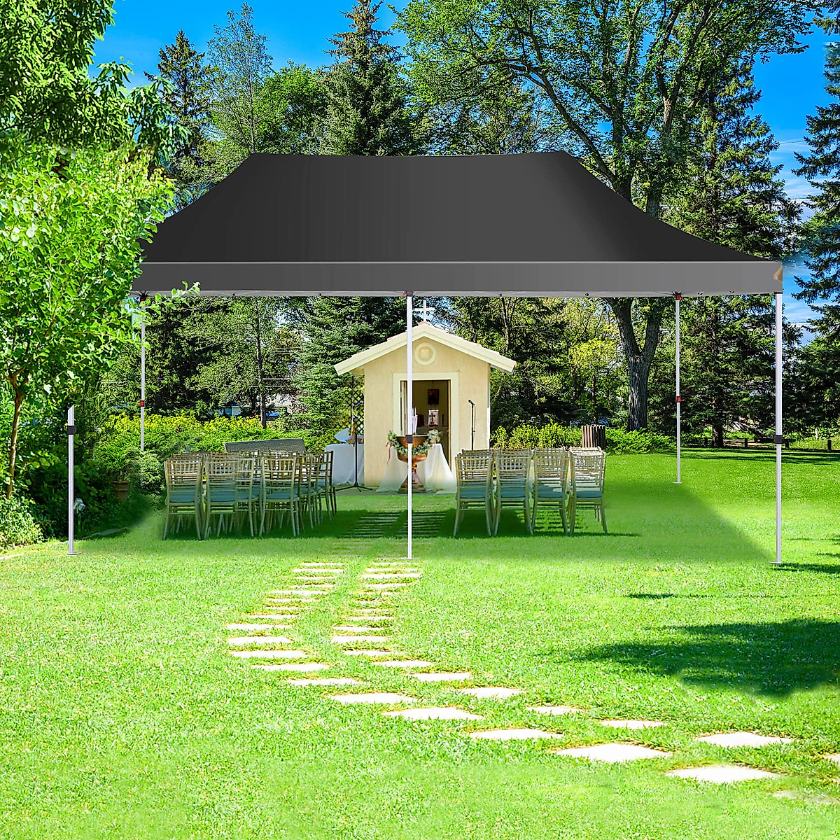 COBIZI 10x20ft Pop Up Canopy Tent with 6 Removable Sidewalls, Easy Up Commercial Canopy, Waterproof and UV50+ Gazebo with Portable Bag, Adjustable Leg Heights,Party Tents for Parties, with 4 Sandbags