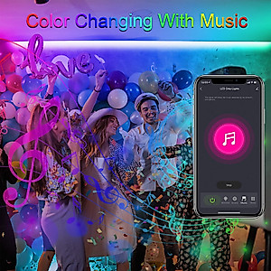 65.6ft WiFi LED Strip Lights,VOLIVO Smart LED Light Strip Compatible with Alexa and Google Home,App&Remote&Voice Controlled Music Sync Color Changing RGB 5050 LED Lights for Bedroom Kitchen,Party,TV
