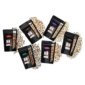 Jax Smok'in Tinder Fine BBQ Smoker Wood Chips - Sampler Pack for Electric Smokers, Indoor Stove Top Smoker, 6 Packs of Scented Chips, BBQ Accessories (Apple, Post Oak, Pecan, Hickory, Cherry, Maple)