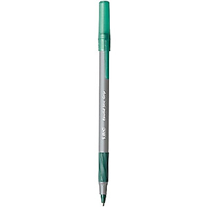 BIC Round Stic Grip Xtra Comfort Ball Pen Medium Pt 1.2mm Green 2DOZEN GSMG11GN