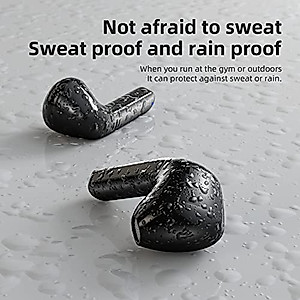 Bluetooth Headphones True Wireless Earbuds 60H Playback LED Power Display Earphones with Wireless Charging Case IPX5 Waterproof in-Ear Earbuds with Mic (Black)