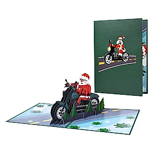 Magic Ants Christmas Pop Up Card - 3D Greeting Card, Birthday Card, Pop Up Christmas Card, Kids Christmas Card, 3D Christmas Card, New Years Holiday Card, Winter Card (Santa's Motorcycle)