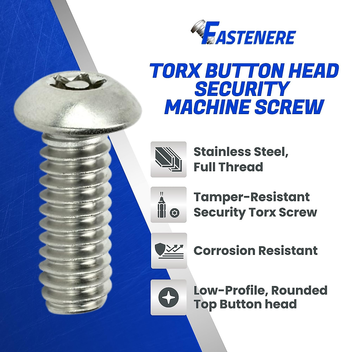 Fastenere Torx Security Machine Screws - 8-32 x 3/4" (25-Pack) Stainless Steel, Tamper-Resistant, Button Head Screws, Bolt Screw for Higher Level of Safety & Theft Prevention