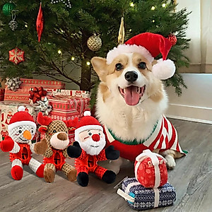 Malier Christmas Squeaky Dog Toys, Durable Latex Rubber Dog Chew Bite Toy Stuffed Dog Toys, Funny Interactive Dog Toys with Crinkle Paper for Puppy Small Medium Pets Dogs (Elk)