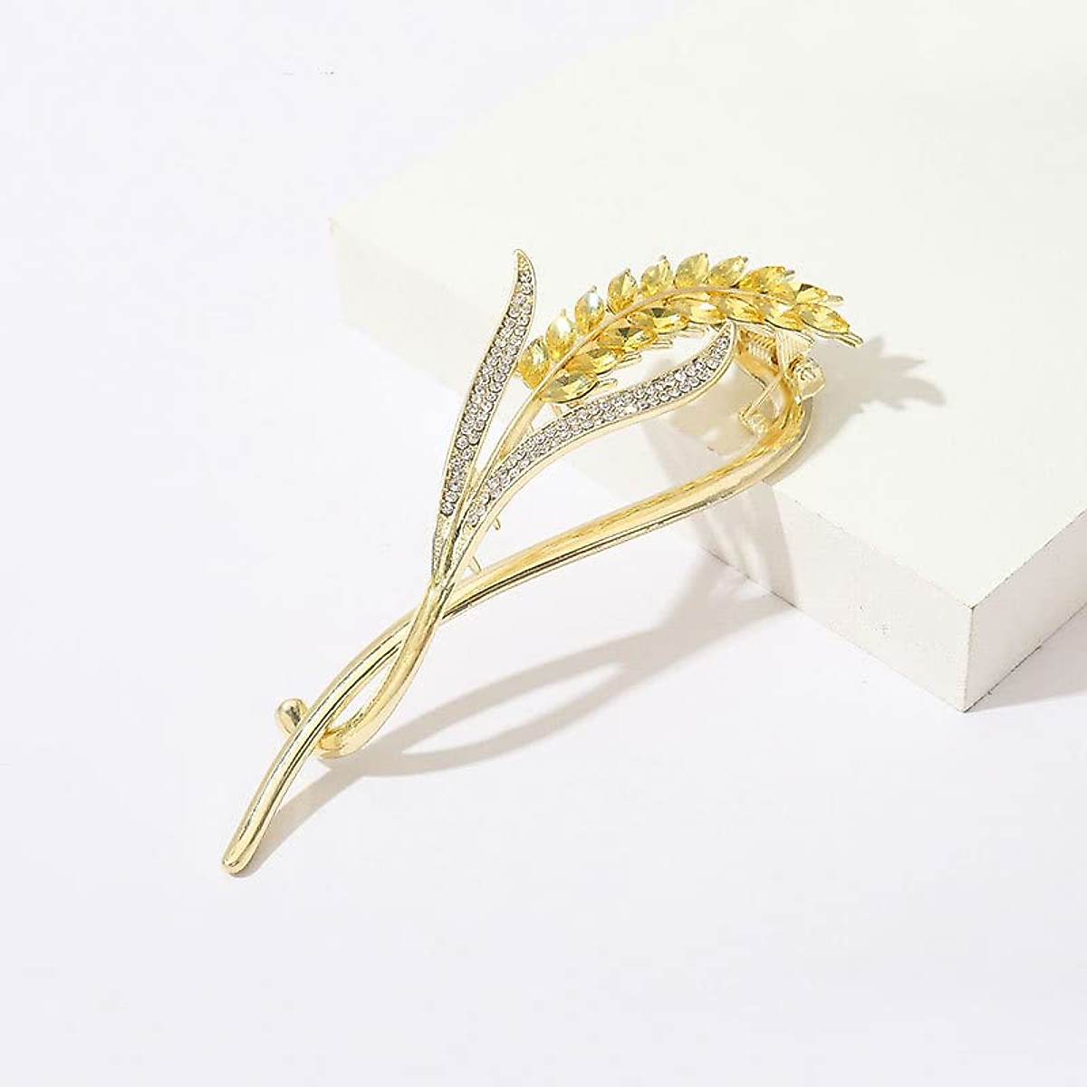 E EMZHOLE Elegant Shining Rhinestone Pearl Banana Clip French Style Twist Hair Barrette Non Slip Jaw Hair Claws Hair Accessories For women girls