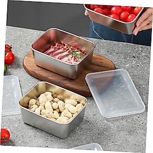 Garneck 4 Pack Airtight Food Storage Containers Stainless Steel Meal Prep Boxes for Refrigerator Easy to Use and Clean for Fridge Organization