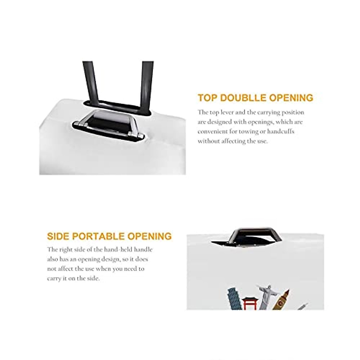 HANJWANET Custom Luggage Cover 25-28 in Personalized Travel Suitcase Protector Add Your Photo Text Elastic Washable Baggage Covers