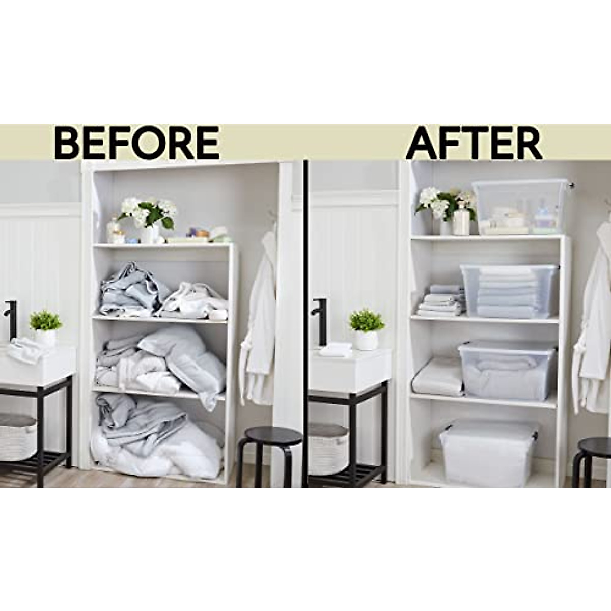 Rubbermaid Cleverstore 71 Qt Storage Bins with Lids, Latching Plastic Storage Container for Home Organization and Containers for Organizing, (4 Pack)