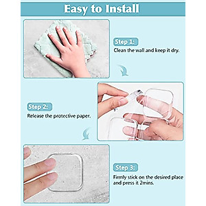Door Stoppers Wall Protector, Etybetopstar1.57inch Reusable Door Bumper with Self Strong Adhesive, Quiet, Shock Absorbent Gel for Home, Office, Wall Protector from Door Knobs (Square, Clear)) (6PCS)