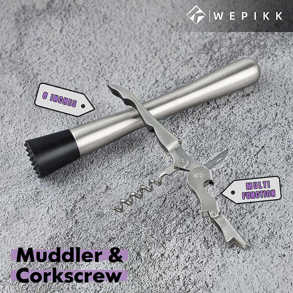 Wepikk Cocktail Shaker Boston Shaker Set Mixology Travel Bartender Kit Portable Bar Tools Carry Bag Stainless Steel 20oz & 24oz Tins Jigger Muddler Strainer Mixing Spoon Martini Margarita Mojito