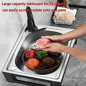 Wall Mount Utility Sink,stainless Steel Kitchen Sink,utility Sink Single Bowl,hot And Cold Faucet,aluminum Bracket,suitable For Small Space Kitchens,restaurants,garages,outdoor Places ( Size : 53*38cn
