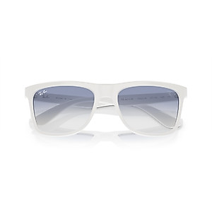Ray-Ban RB4413M Square Sunglasses, White/Clear Gradient Light Blue, 57 mm