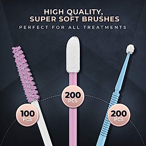 700 PCS Lash Extension Supplies Kit For Eyelash Techs | 100 Under Eye Pads | 200 Micro Brushes | 100 Disposable Mascara Wands | 200 Lip Brushes | 100 Glue Ring Holder | 2 Medical Tape | Eyelash Tools