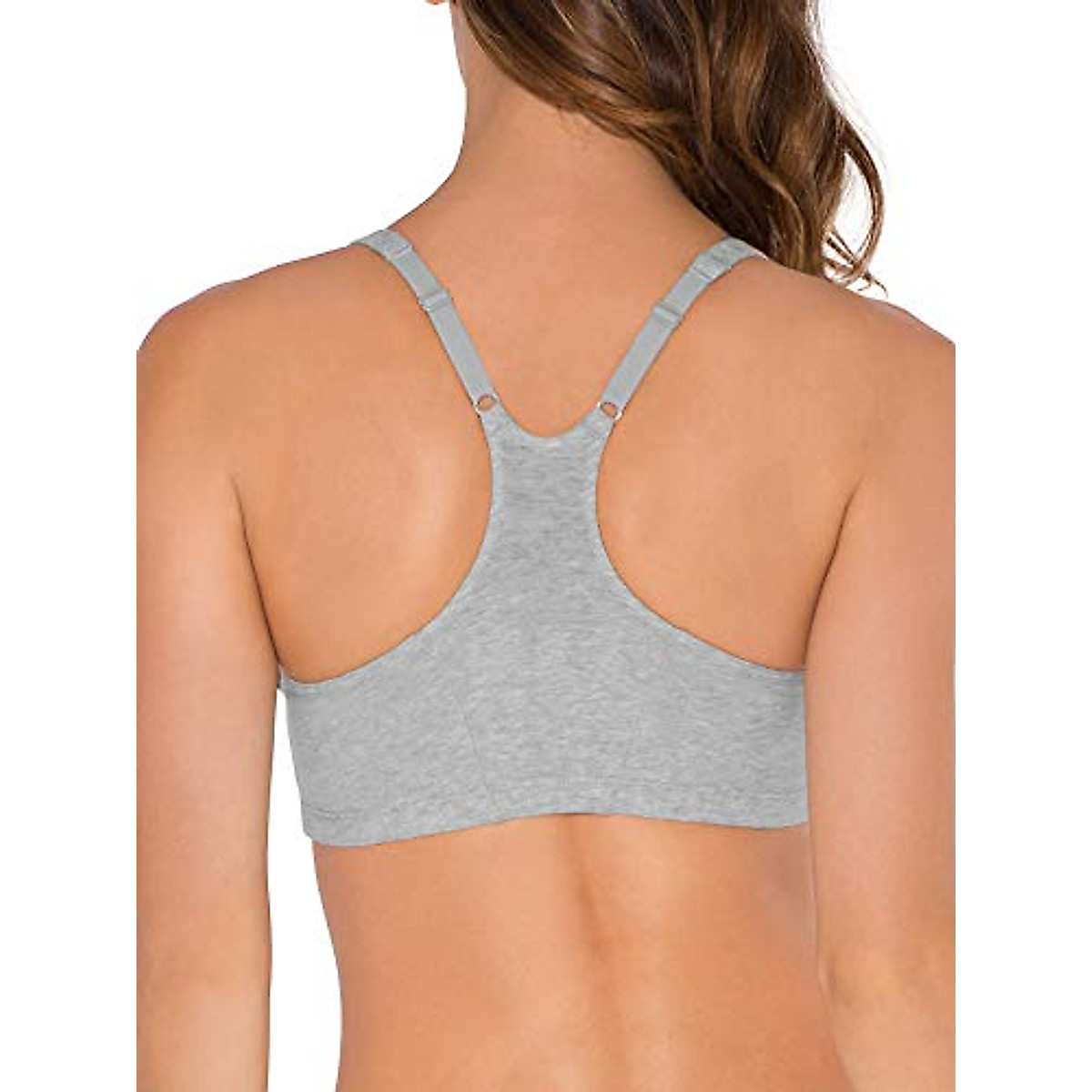 Fruit of the Loom womens Adjustable Shirred Front Racerback Sports Bra, Mint Chip/White/Grey Heather - 3 Pack, 40 US