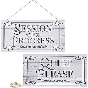 Stockroom Plus Hanging Door Sign for Therapist, Quiet Please Session in Progress (5 x 10 in, 2 Pack)