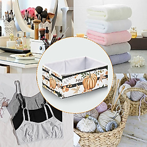Autumn Fall Pumpkins Thanksgiving Day Storage Basket Storage Bin Rectangular Collapsible Toy Bins Empty Gift Baskets Organizer for Boys Girls Toys