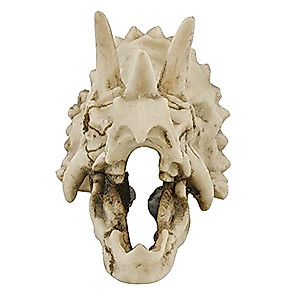PetierWeit Resin Triceratops Skull Decoration Aquarium Dinosaur Ornaments Reptile Shelter Artificial Dinosaur Hideout Cave Landscape for Snake, Polypedatid, Fish, Shrimp