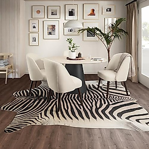 GUZAREUU Zebra Rug 7.6x6.2 ft Zebra Print Rug Funky Area Rug for Living Room Bedroom, Non-Slip Durable Faux Cowhide Rug No Fur