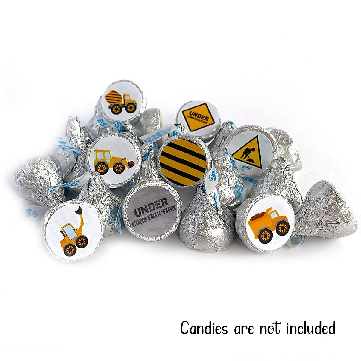 Under Construction Dump Truck Labels for Hershey's Kisses Chocolates by Adore By Nat - Candy Stickers - Set of 240