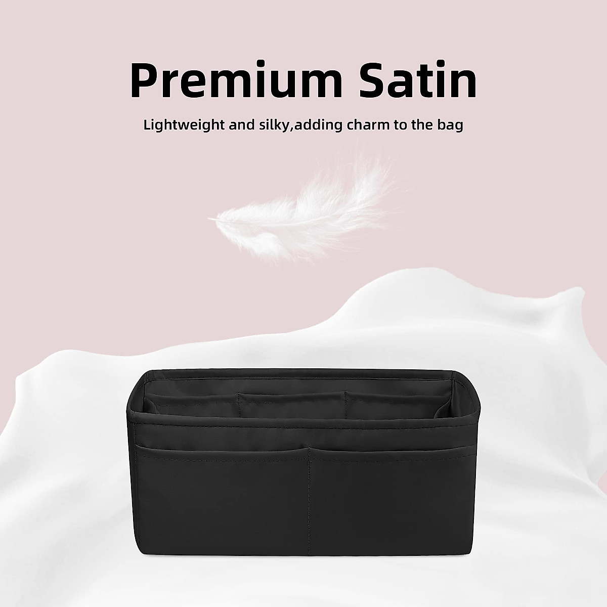 DGAZ Purse Organizer Silky Smooth,Silk,Luxury Handbag Tote in Bag Shapers, Women- Fits Birkin25/30/35/40 Bags (Black, BK35)