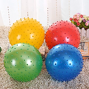 8.6 Inch 5 Pack Sensory Balls for Toddlers 1-3 with Pump Inflatable Knobby Bouncy Massage Balls for Babies Sports Playground Soft Tactile Indoor Outdoor Toss Roll Entertained Balls(sensory ball)