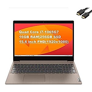 Lenovo IdeaPad 3 15.6" FHD (1920x1080) Anti-Glare Business Laptop (Intel Core i7-1065G7, 16GB DDR4 RAM, 256GB SSD, Iris Plus Graphics) French-Canadian Keyboard, Windows 10 + IST HDMI Cable