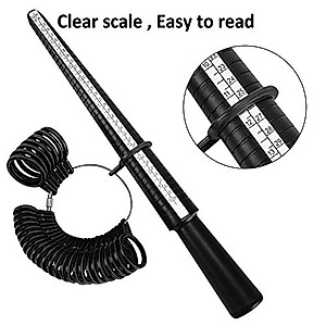 Accmor Ring Size Measuring Tool with Plastic Ring Mandrel & Ring Sizer Guage, Four Size Ring Stick Jewelry Mandrel and Ring Gauge Finger Sizing for Jewelry Making