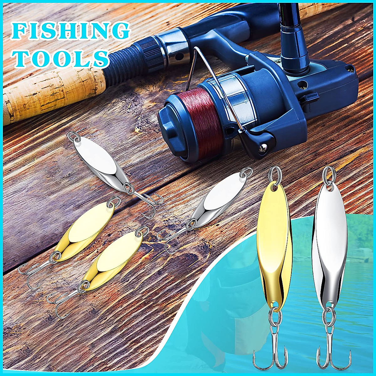 30 Pieces Fishing Spoons Lures, Treble Hooks Fishing Spoons Hard Metal Spoon Lures Spoons Gold Silver for Huge Distance Cast Saltwater Freshwater Fishing in 1/5 oz 1/4 oz 3/8 oz 1/2 oz 3/4 oz