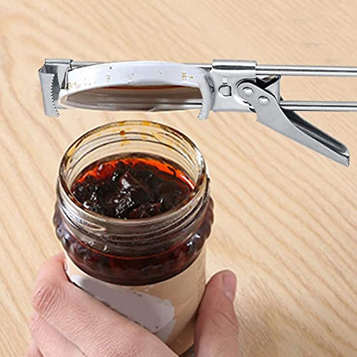 Warncode Adjustable Multifunctional Stainless Steel Can Opener, 3 Seconds Quick and Easy Manual Bottle Jar Opener Lid Remover Gripper Kitchen Tool,for Arthritic Hands,Seniors,Long Fingernails (1Pcs)
