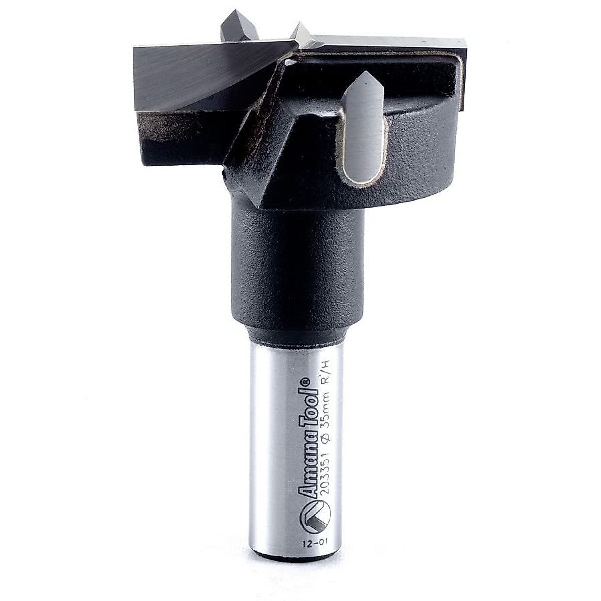 Amana Tool 203351 Carbide Tipped Hinge Boring Drill Bit 35mm Dia x 57mm Long x 10mm Right Hand