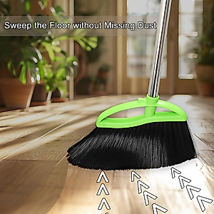 Soft Bristles Green Angle Broom Long Handle Indoor Broom for Hardwood Floor Sweeping Floor Cleaning Broom