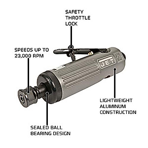 JET JAT-401, 1/4-Inch Pneumatic Die Grinder, 1/2HP (505401), Grey,black