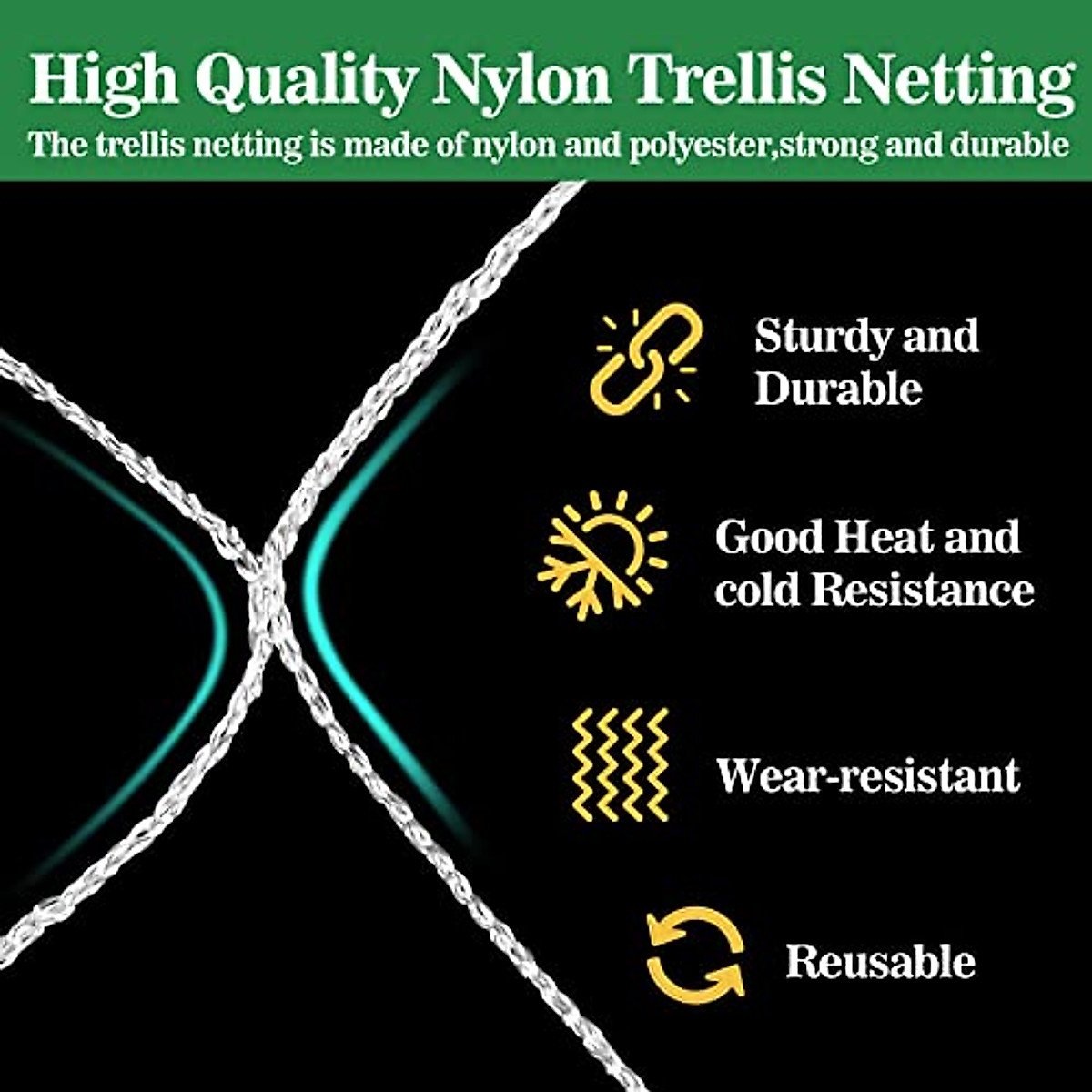 Sukh 2 Pcs Garden Plant Trellis Netting - 5 x 15 ft Trellis Net Polyester Trellis Netting Garden Square Mesh Netting for Climbing Plants Outdoor, Fruits, Vegetables, Vines, Grow Tents