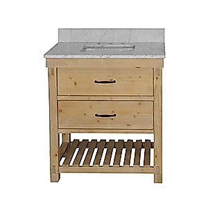 Birmingham 36-inch Bathroom Vanity (Carrara/Driftwood): Includes Driftwood Cabinet with Authentic Italian Carrara Marble Countertop and White Ceramic Sink