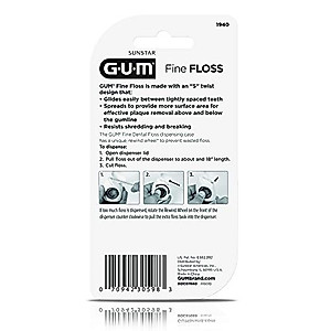 GUM Fine Waxed Dental Floss, Mint - 200 Yards (6pk)