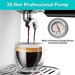 CASABREWS Espresso Machine 20 Bar, Compact Cappuccino Machine with Automatic Milk Frother, Stainless Steel Espresso Maker With 49 oz Removable Water Tank for Cappuccino or Latte, Gift for Coffee Lover