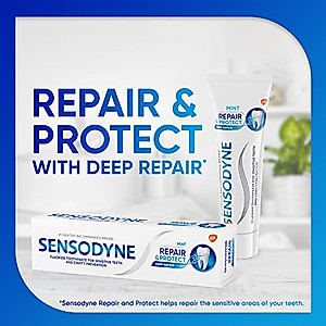 Sensodyne Repair and Protect Mint Toothpaste, Toothpaste for Sensitive Teeth and Cavity Prevention, 3.4 oz