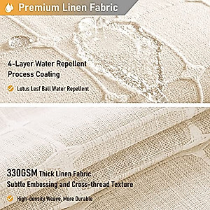 BTTN Boho Farmhouse Shower Curtain - Linen Rustic Heavy Duty Fabric Shower Curtain Set with Tassel, Water Repellent, Modern Bohemian French Country Thick Bathroom Shower Curtains - Cream/Beige, 72x72