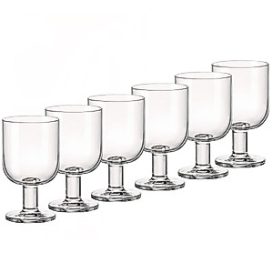 Bormioli Rocco Hosteria Set Of 6 Stackable Wine Glasses, 9.5 Oz. Goblet, Clear Tempered Glass, Made In Italy.