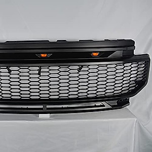 Giveme5 Grill for (2020- 2022) F250 Grill Front Black Grill Aftermarket Grille Replacement Super Duty Accessories Grille Custom Mesh Cover Parrilla with Amber Lights Letters Insert Part