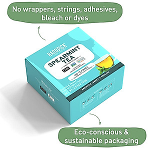 HANDPICK, Spearmint Tea Bags (100 Herbal Tea Bags) Premium Spearmint Leaves, Caffeine Free | Non-GMO, Gluten Free | Round Eco-Conscious Tea Bags | Light & Fresh