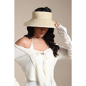 Joywant Sun Visor Hats for Women, Women's Summer Ponytail Foldable Straw Beach Hat with UPF 50+
